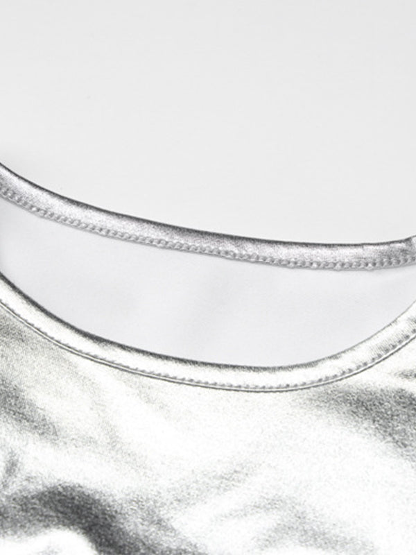 Metallic Silver Two Piece Set