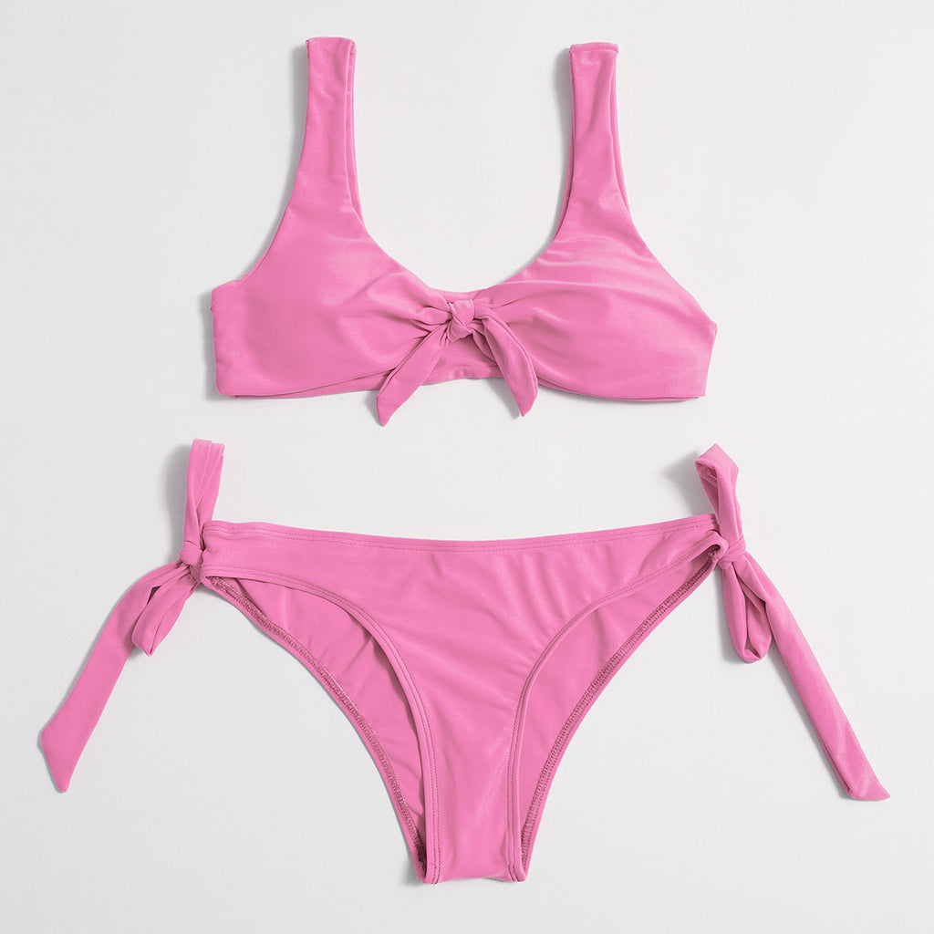 Solid Color Two Way Tie Bikini Set – Omcne