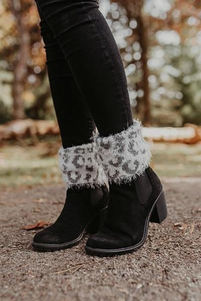 Silky Leopard Print Boot Cuffs