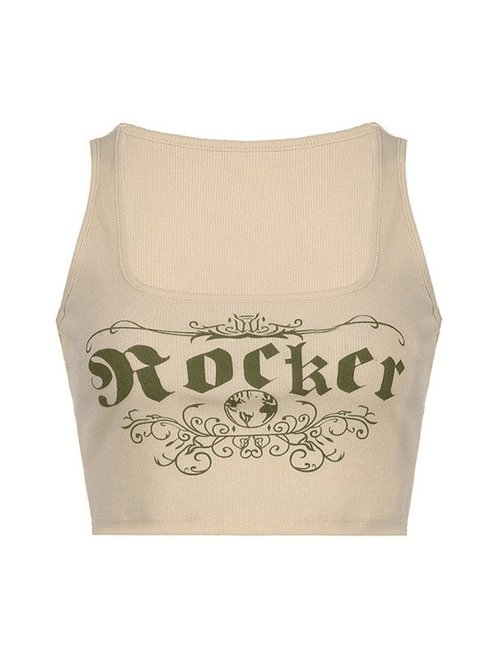 Logo Print Cropped Tank Top