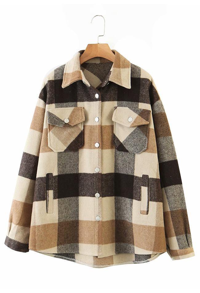 Vintage Pockets Oversized Plaid Shacket