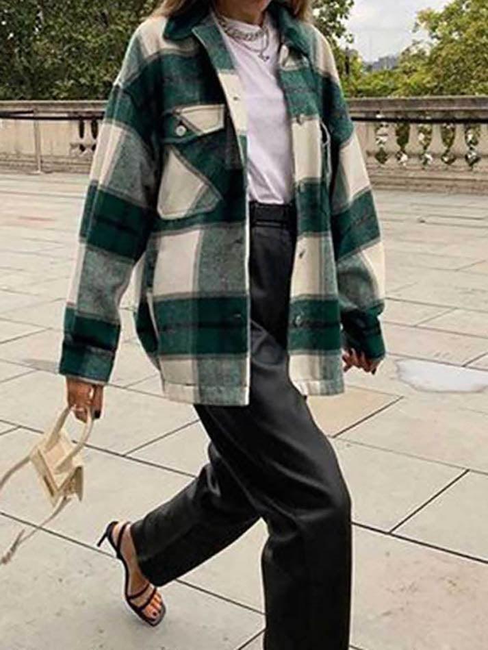 Vintage Pockets Oversized Plaid Shacket