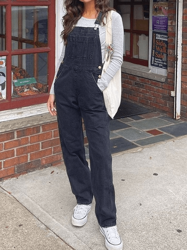 Washed Straight Leg Denim Overall – Omcne